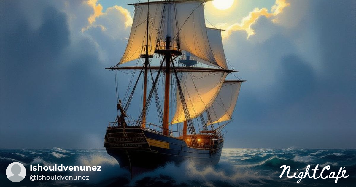 Classic painting of a sailor boat - Majestic Clipper Ship on...