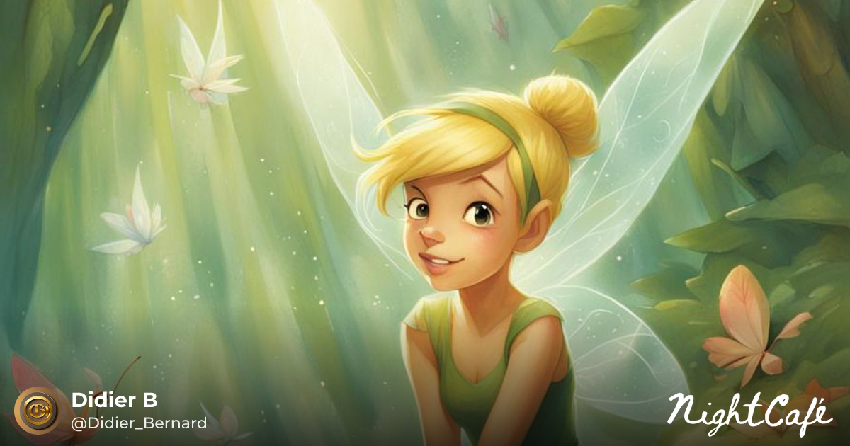Tinkerbell in Neverland Digital Illustration - AI Art