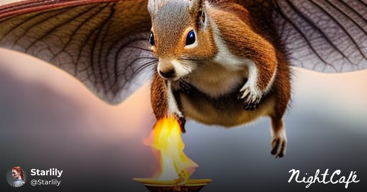 Squirrel fire - Fiery Squirrel Fantasy Art in 8k