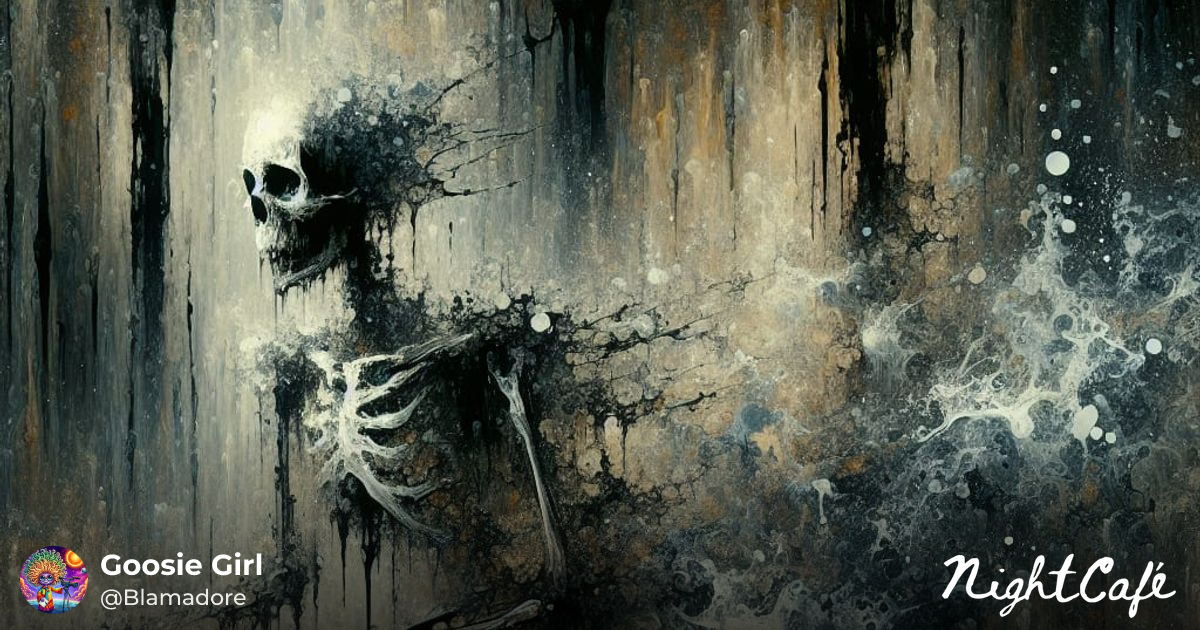 Ghostly skeleton - Eerie Spectral Skeleton Spirit in Shadow...