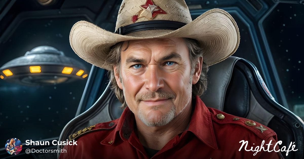 Rugged Space Admiral in Cowboy Gear, Gazing at a U... - AI Art