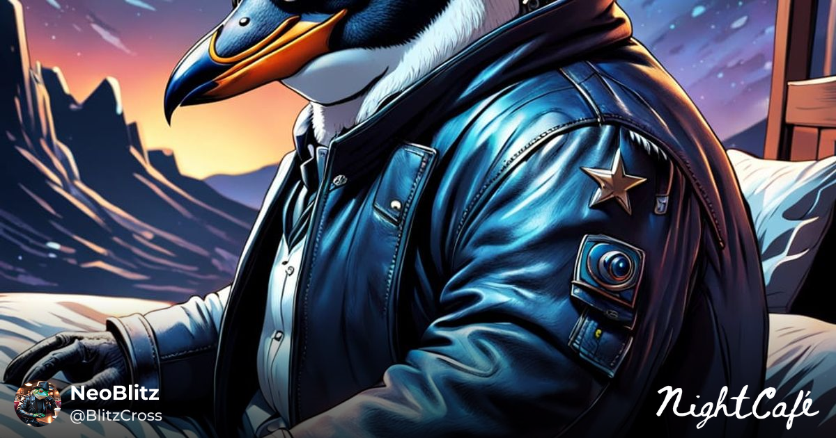 Badass Penguin Biker in Comic Book Style - AI Art