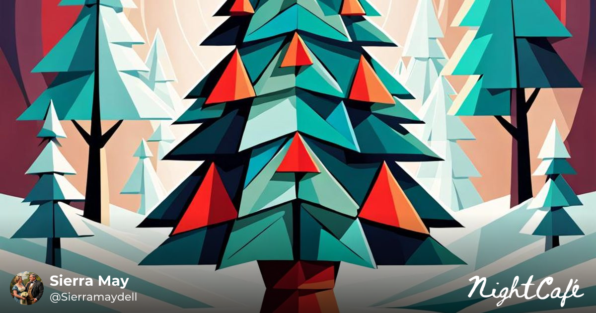 Cubist Christmas Tree - Cute Christmas Tree in Cubist Digita...