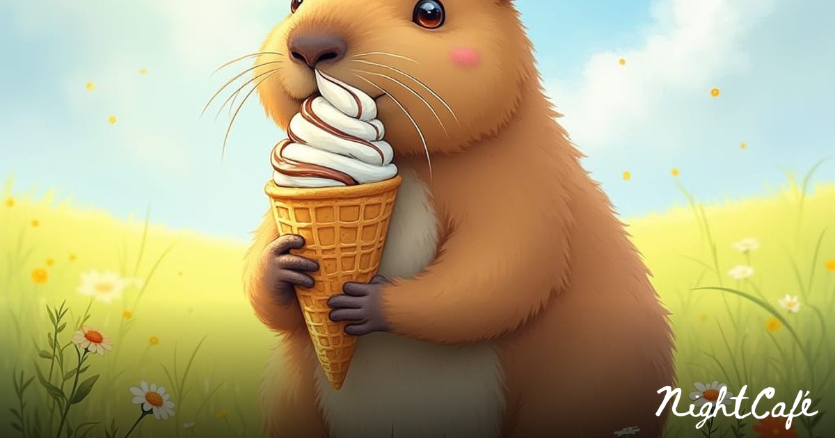 Capibara comiendo un helado tipo soft
