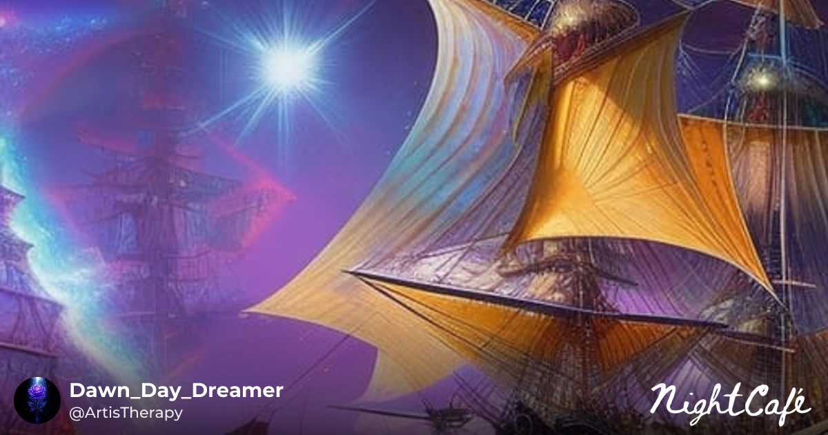 Ethereal Shipd - Enchanted Pirate Ship in Space with Butterf...