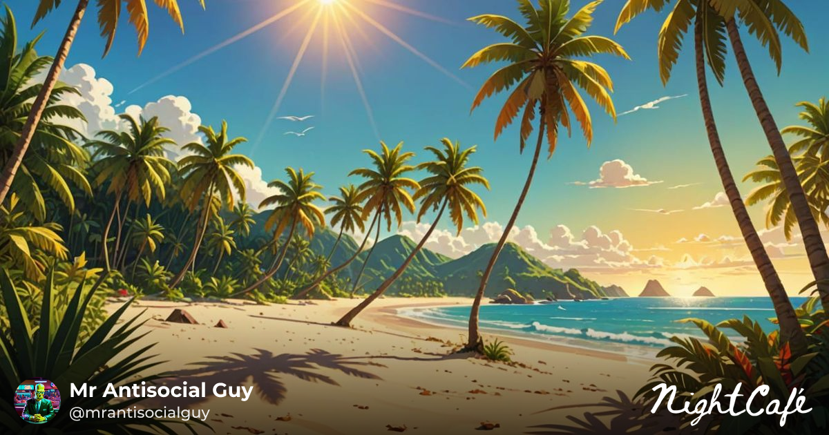 Cartoon Castaways Enjoy Tropical Beach Paradise - AI Art