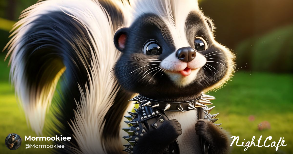 Punk Skunk - Vibrant Punk Skunk Portrait in Cyberpunk Style