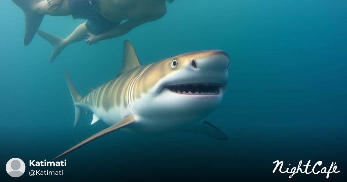 Underwater Scene: Human Life with Sharks - AI Art