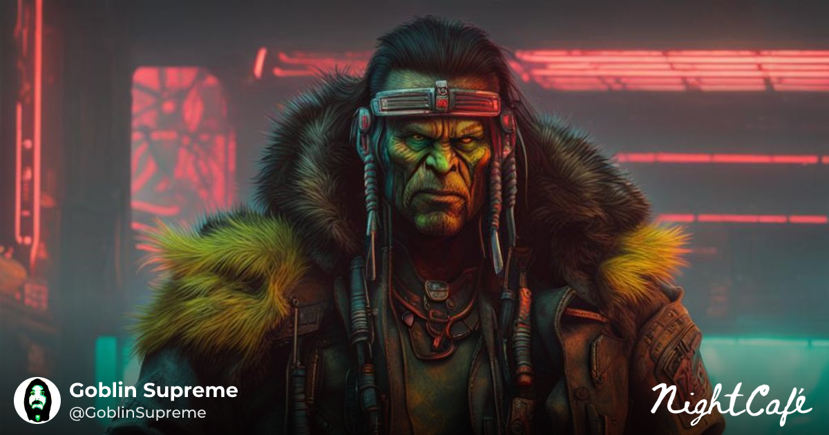 Cascade Ork - Cyberpunk Native American Orc in Neon Cityscap...