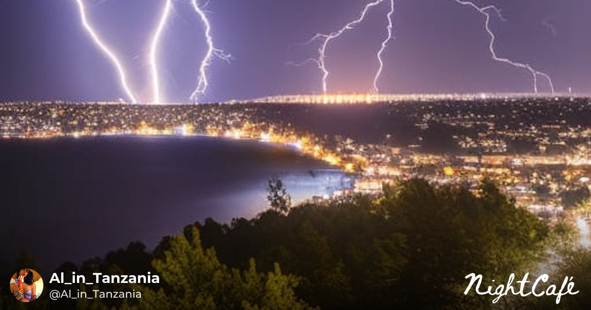 Electric storm - Lightning Strikes Electricity Cable with V...