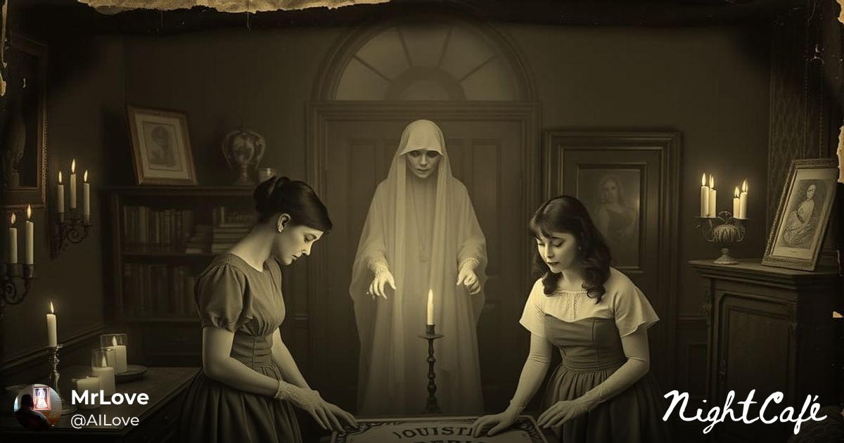 Eerie Victorian Seance: Spectre at Ouija Board - AI Art