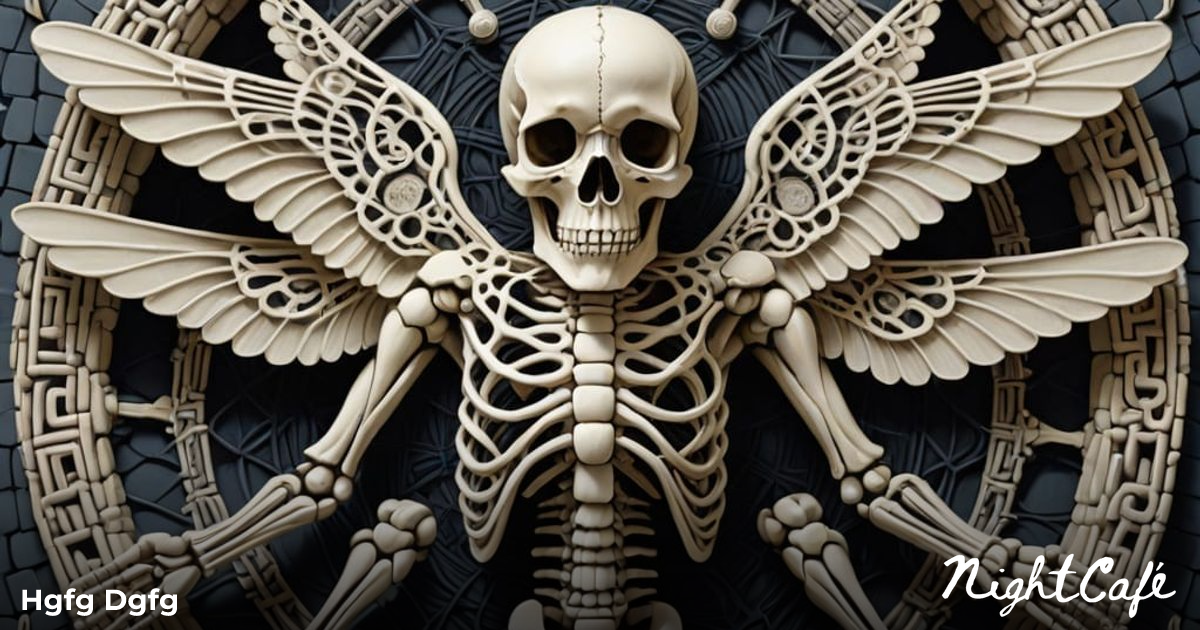Surreal Skeletal Figure Meditating Under Bone Halo - AI Art