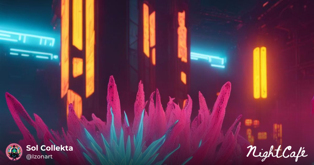 Burning bush - Electric Ice Flower: Cyberpunk Neon Planets