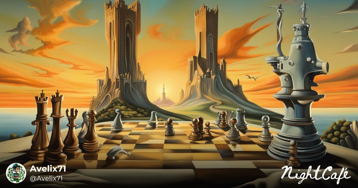 lsurreal and fairy-tale landscape and chess