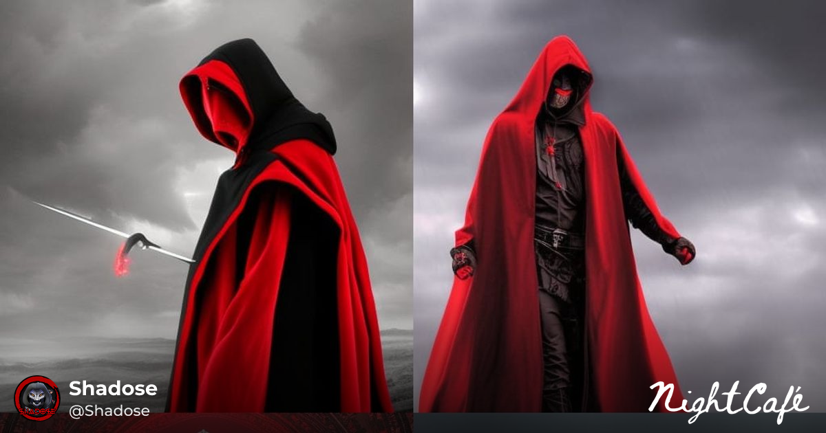 Evil Hooded Figure in Black and Red - AI Art