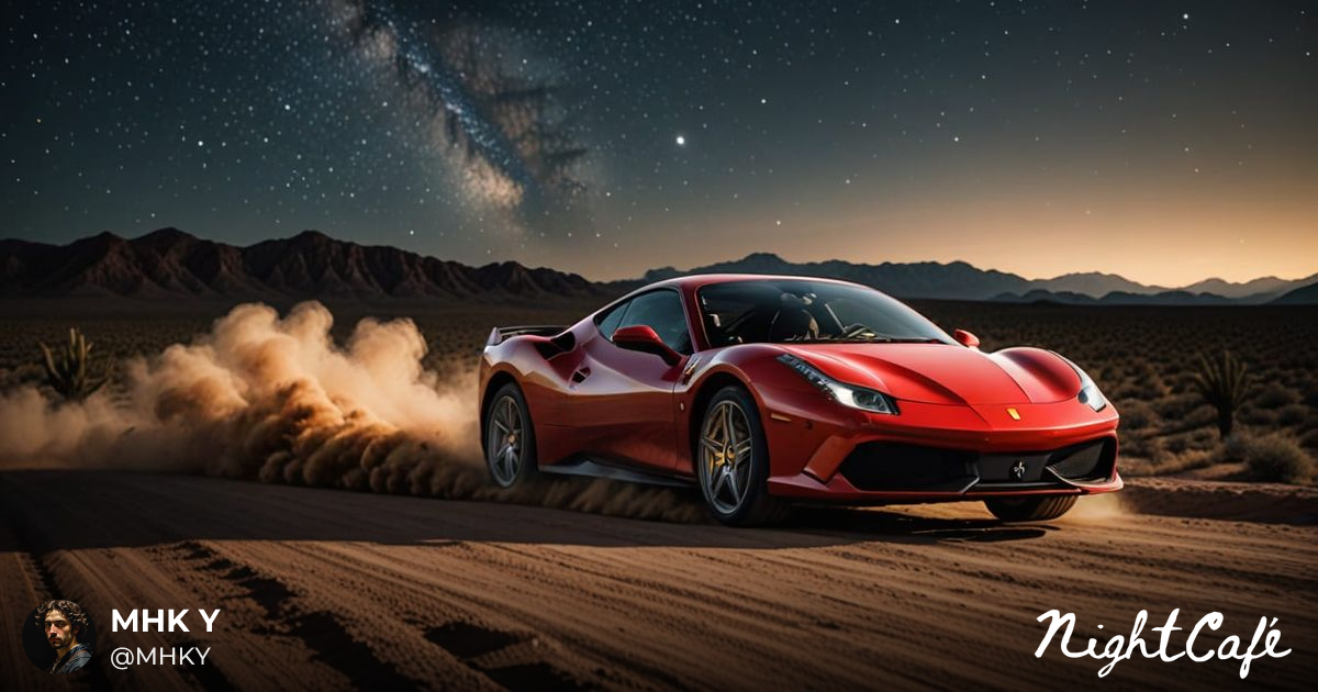 Ferrari Speeds Through Desert Night in Cinematic T... - AI Art