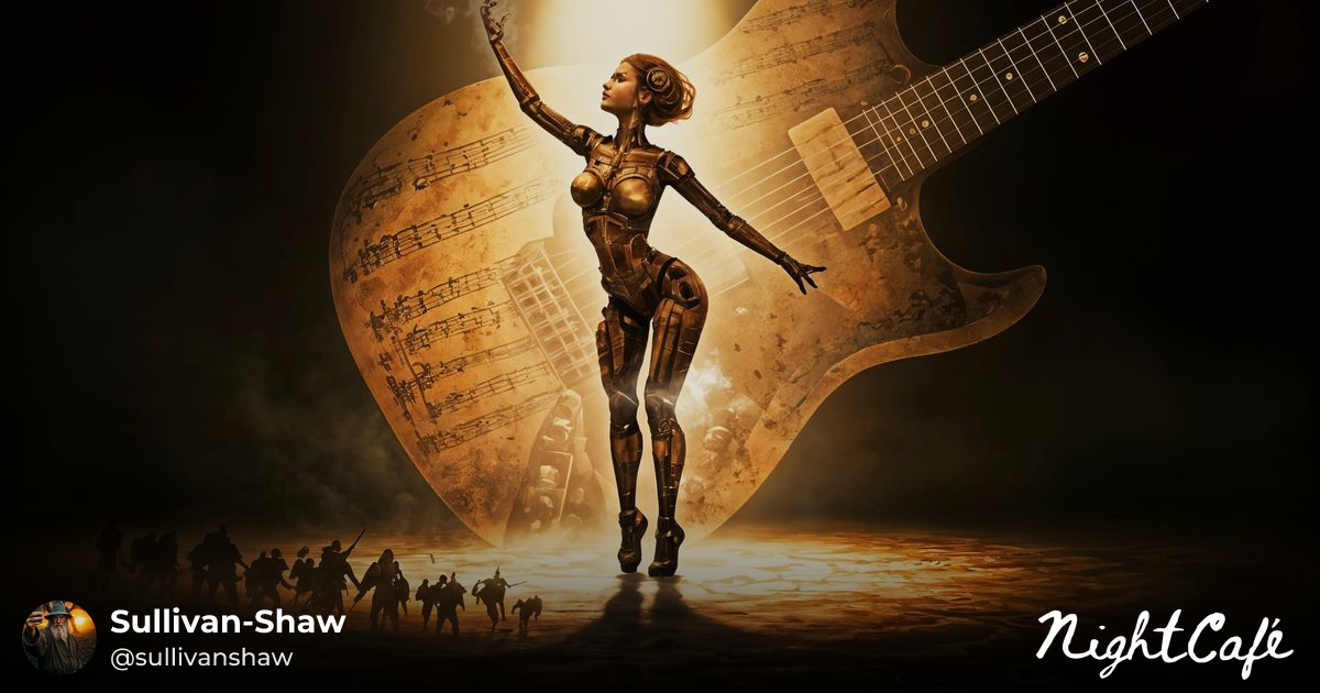 Steampunk Mechatron Dance: Double Exposure Waterco... - AI Art