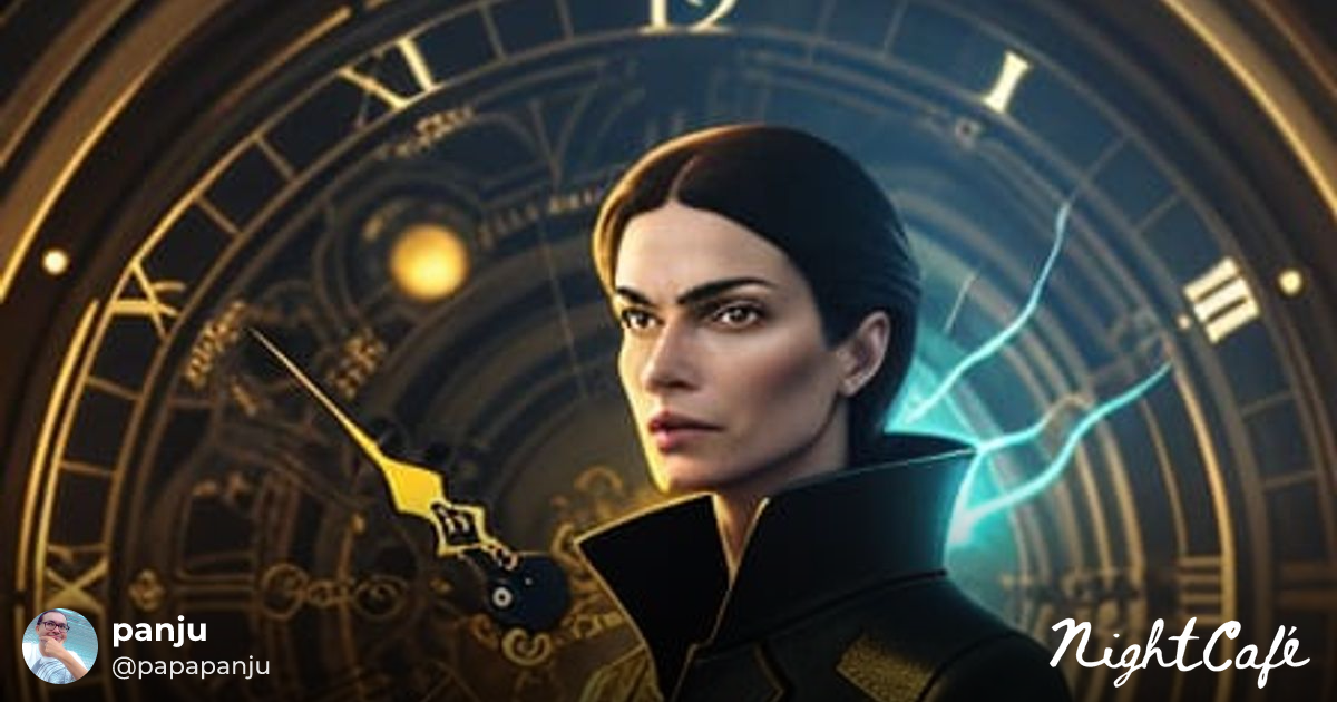 Time Traveler and Glowing Clock in Digital Art Sty... - AI Art