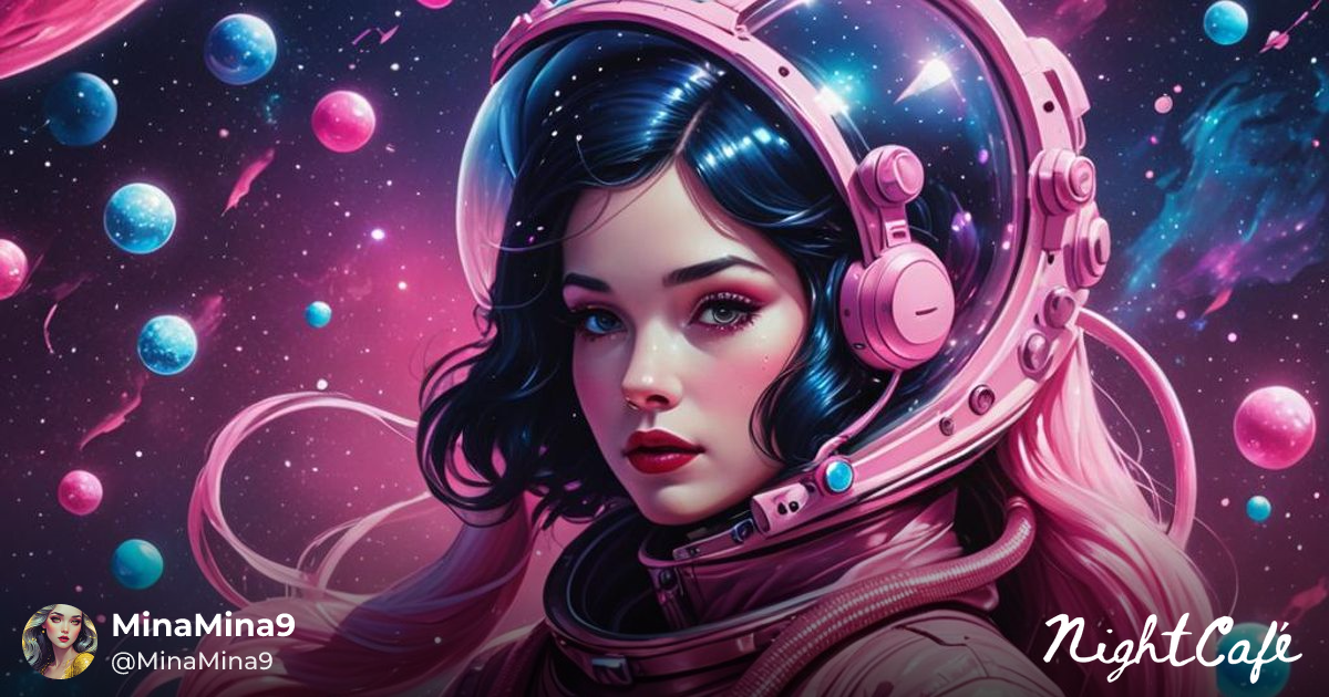 Snow White as Cosmonaut Mermaid in Synthwave Style - AI Art