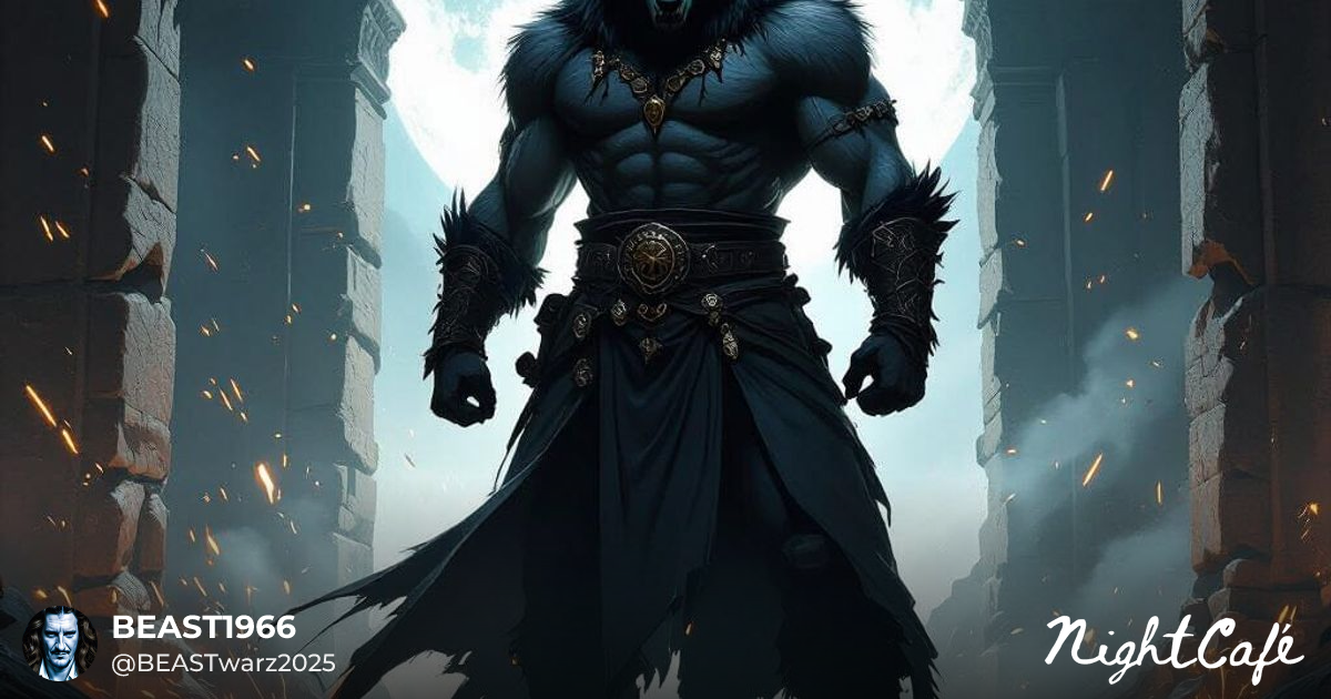 Werewolf Warrior Guarding a Dimensional Portal - AI Art