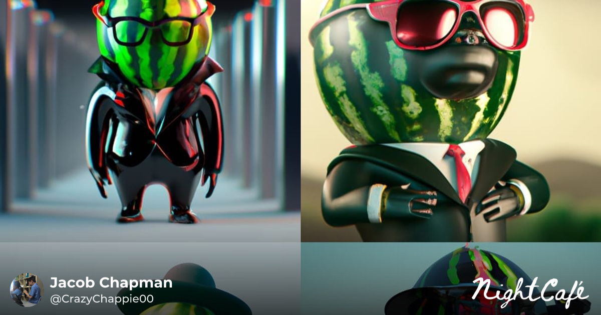 Watermelons - Watermelon in Suit: Detailed Matte Painting