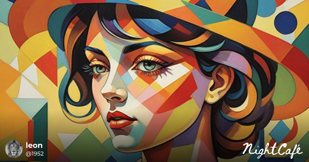 Neo-Cubism, - Cubist Woman Dissolving in Geometric Fauvism