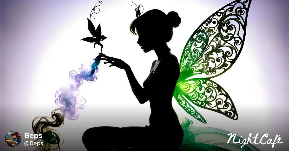 Fairies play - Ephemeral Tinkerbell Made of Green Smoke