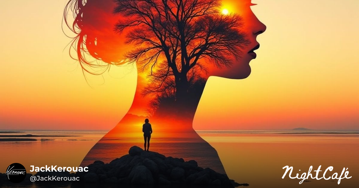 The inner weight - Surreal Woman Contemplates the Seasons in...