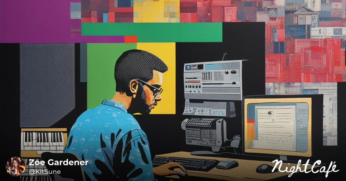 Computer Programmer Portrait in Mixed Media Style - AI Art