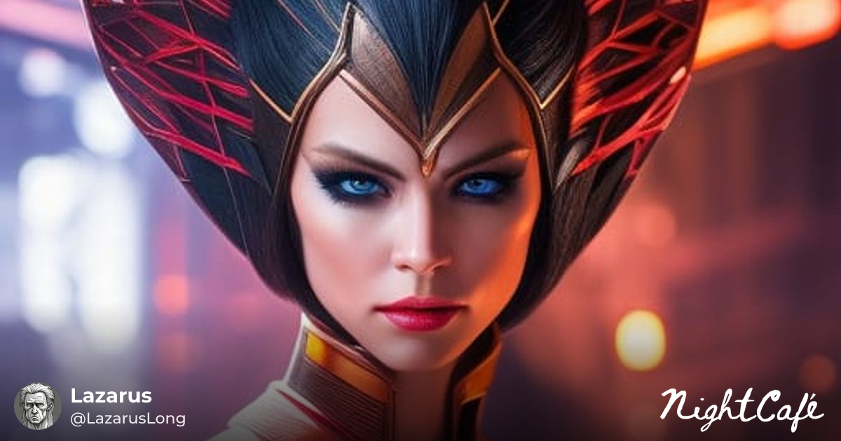 Cyber-Elf - Beautiful Cyberpunk Elf Portrait in Crochet Bon...