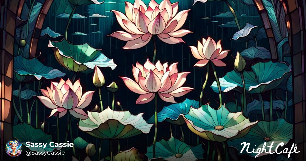 world of flower lotus dance - Lotus Dance on Stained Glass ...