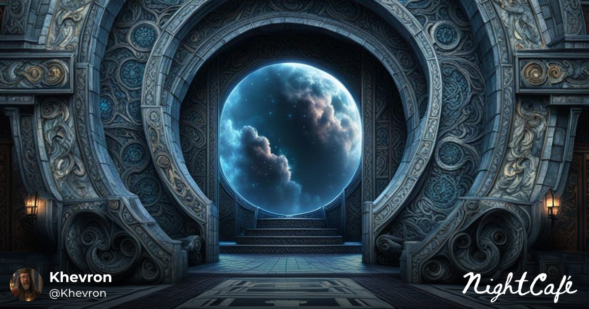 Ominous Tile Portal: Epic Digital Matte Painting - AI Art