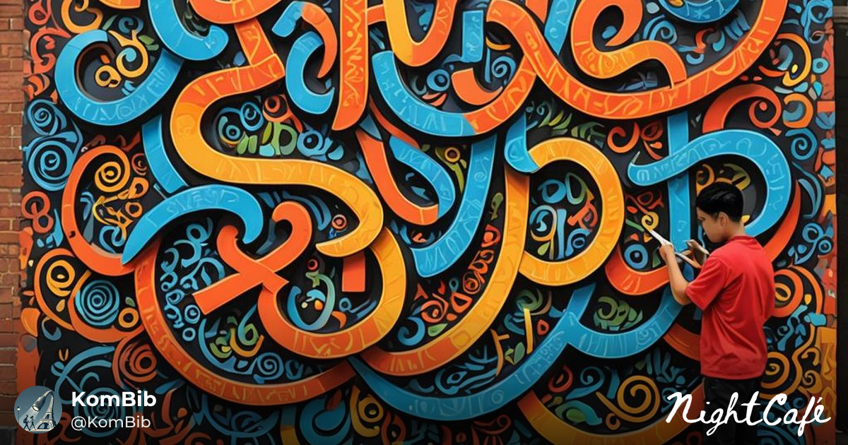 Calligraphy mural - Dynamic Calligraphy Mural: Street Art Fu...