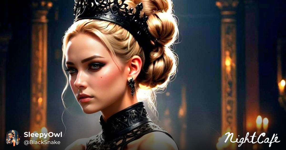 Girl with Black Crown on Stage, Detailed Matte Pai... - AI Art