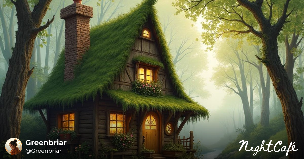 Witchy Cabin by the Stream - Whimsical Witch Cabin by Brook,...