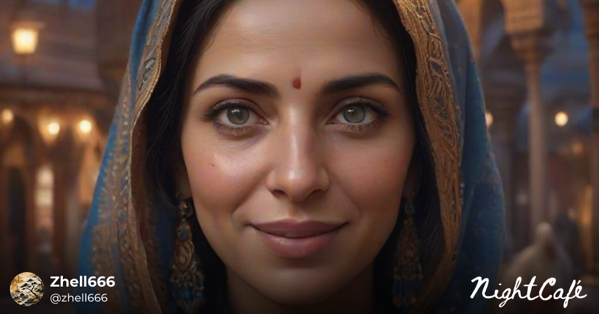 Mature Arabic Woman Radiates Confidence in Vibrant... - AI Art