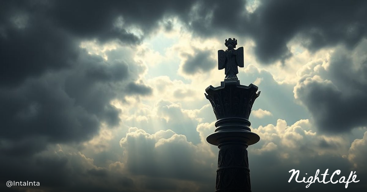 Obsidian Chess Piece on Windswept Plain - AI Art