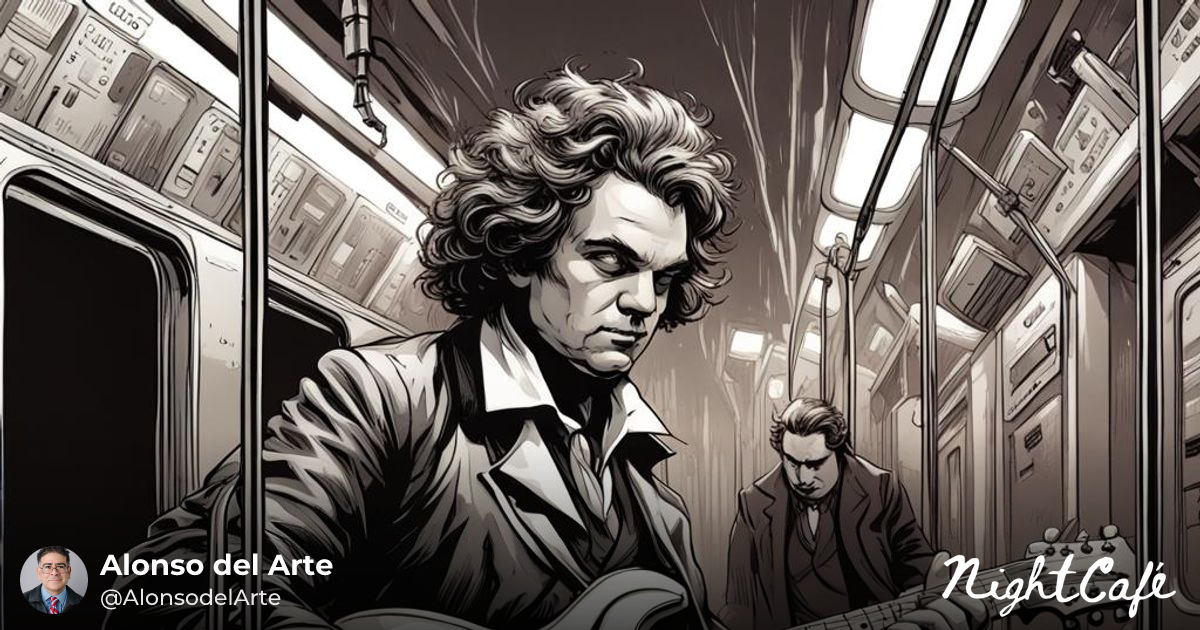 Beethoven Rocks the Subway: A Comic Book Scene - AI Art