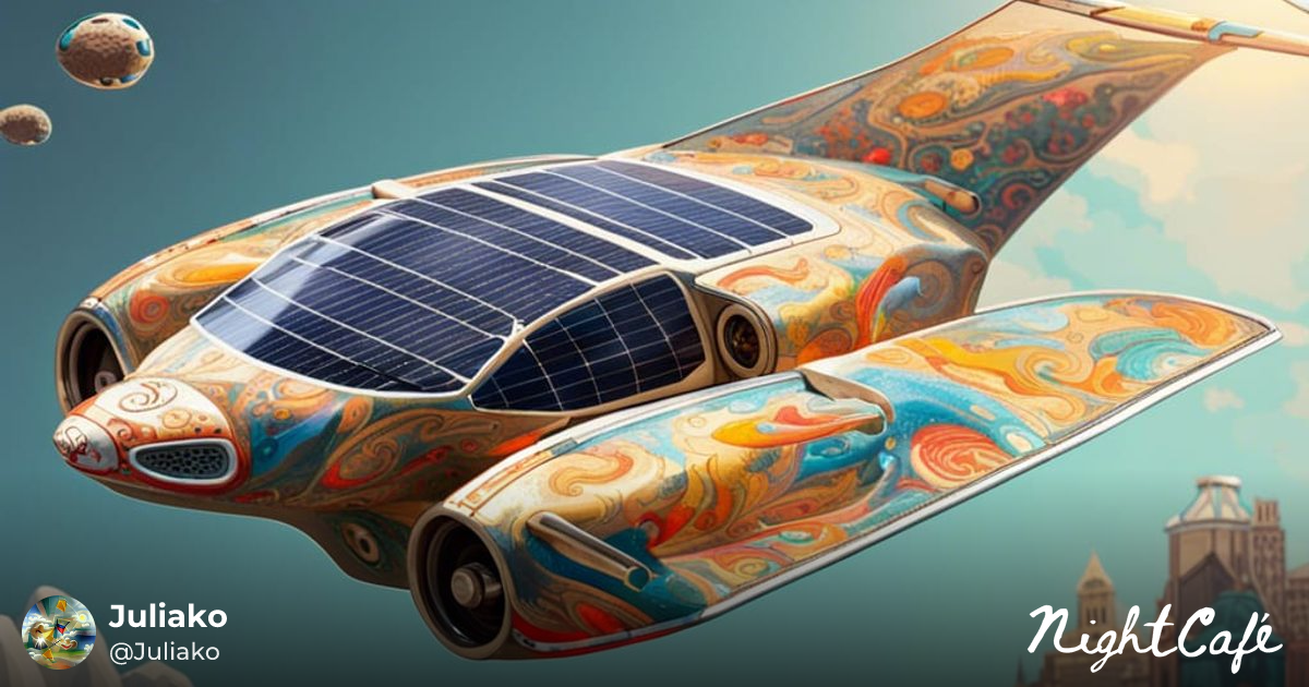 Flying Car Covered in Famous Paintings and Solar W... - AI Art