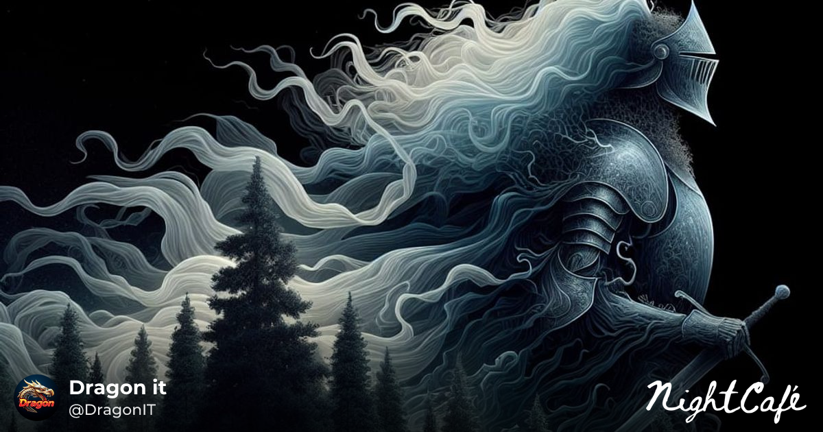 Ethereal Knight - Ethereal Knight Made of Smoke in Dark Fore...