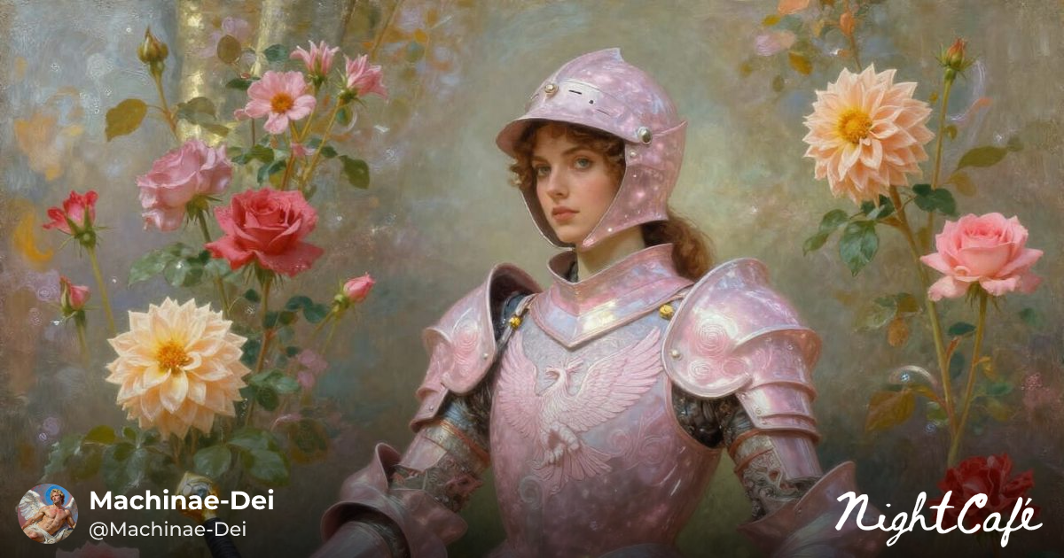 Pink Knight in Quartz Armor with Eagle Filigree - AI Art