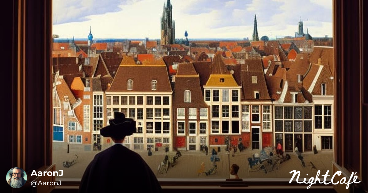 View of Delft - Nostalgic Delft Window View: Retro Art