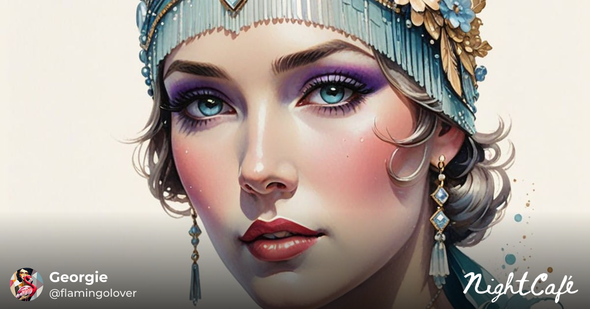 Beautiful color portrait of an Art Deco Flapper with a smooth ...