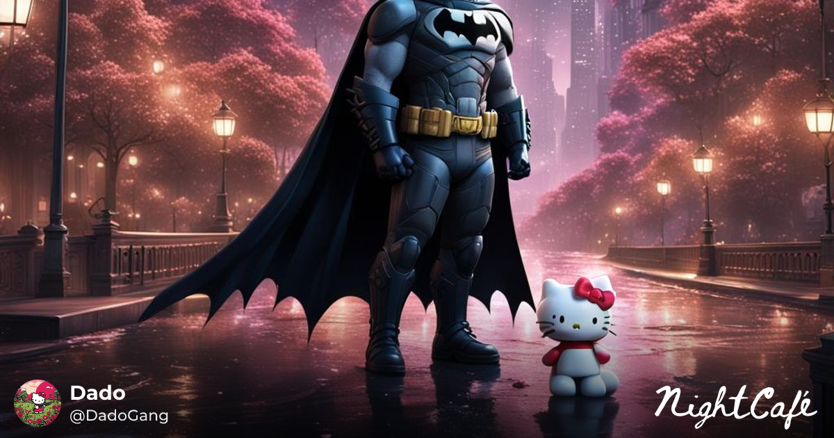 Batman and Hello Kitty's Special Date - AI Art