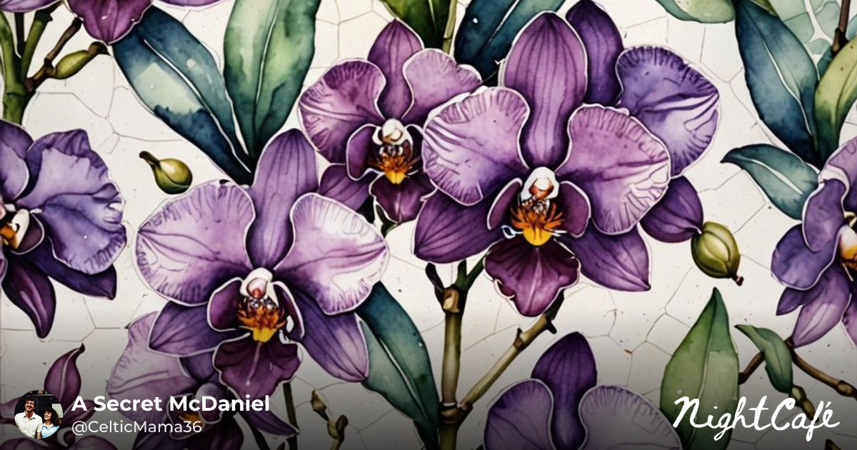 watercolor, purple orchid--tiles - Watercolor Purple Orchid ...