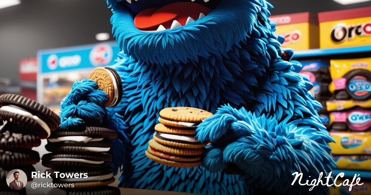 Crazy Cookie Cravings: Cookie Monster Devours Giant Oreo Stack at Costco