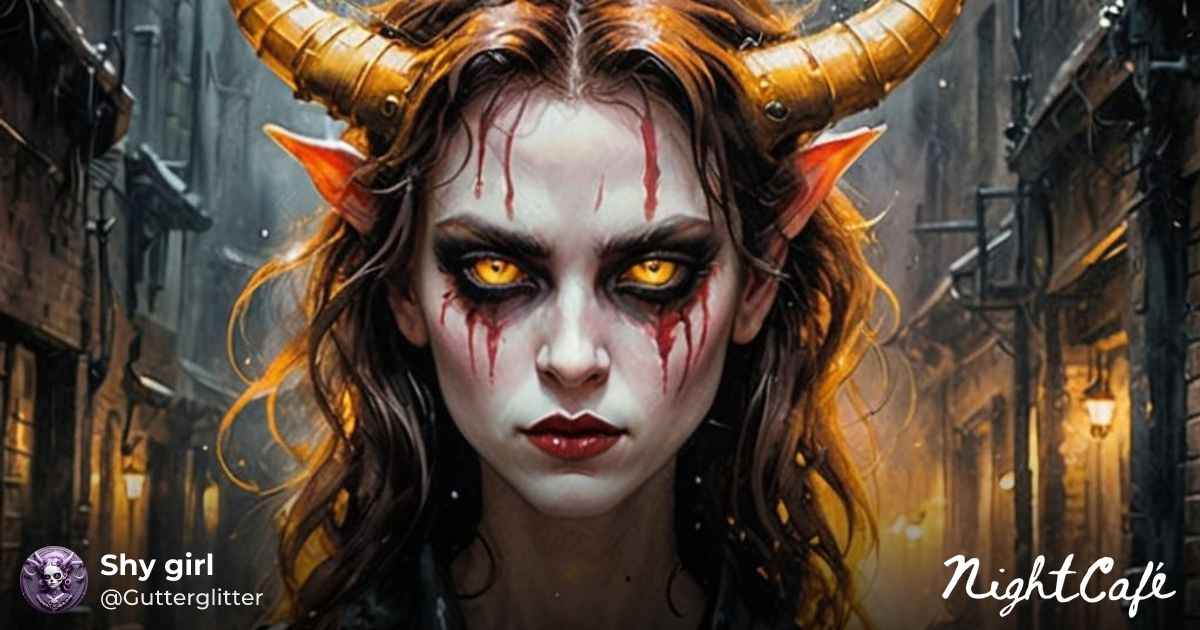 Katie - Pastel Goth Demon in Impressionistic Watercolor Styl...