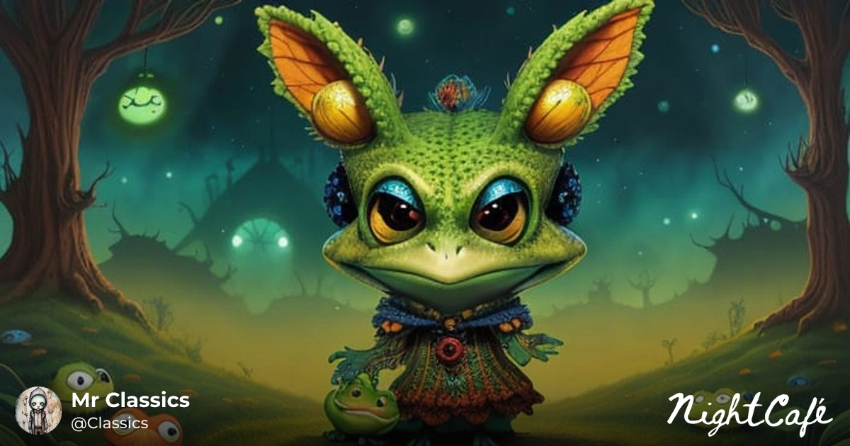 Surprised Frog with Mohawk in Gothic-Punk Style - AI Art