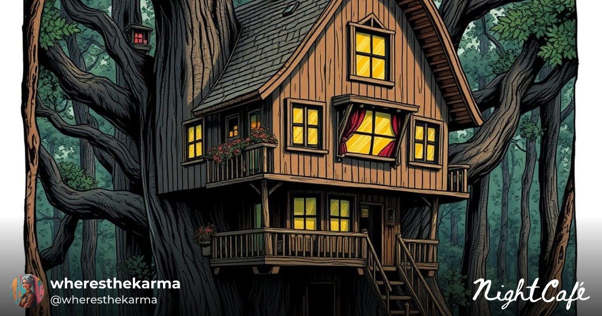 Intricate Treehouse in Woods, Comic Book Style - AI Art