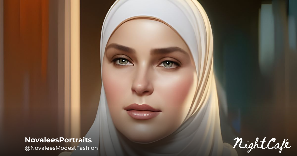 Gentle Gaze - Beautiful German Woman in Hijab: Digital Art
